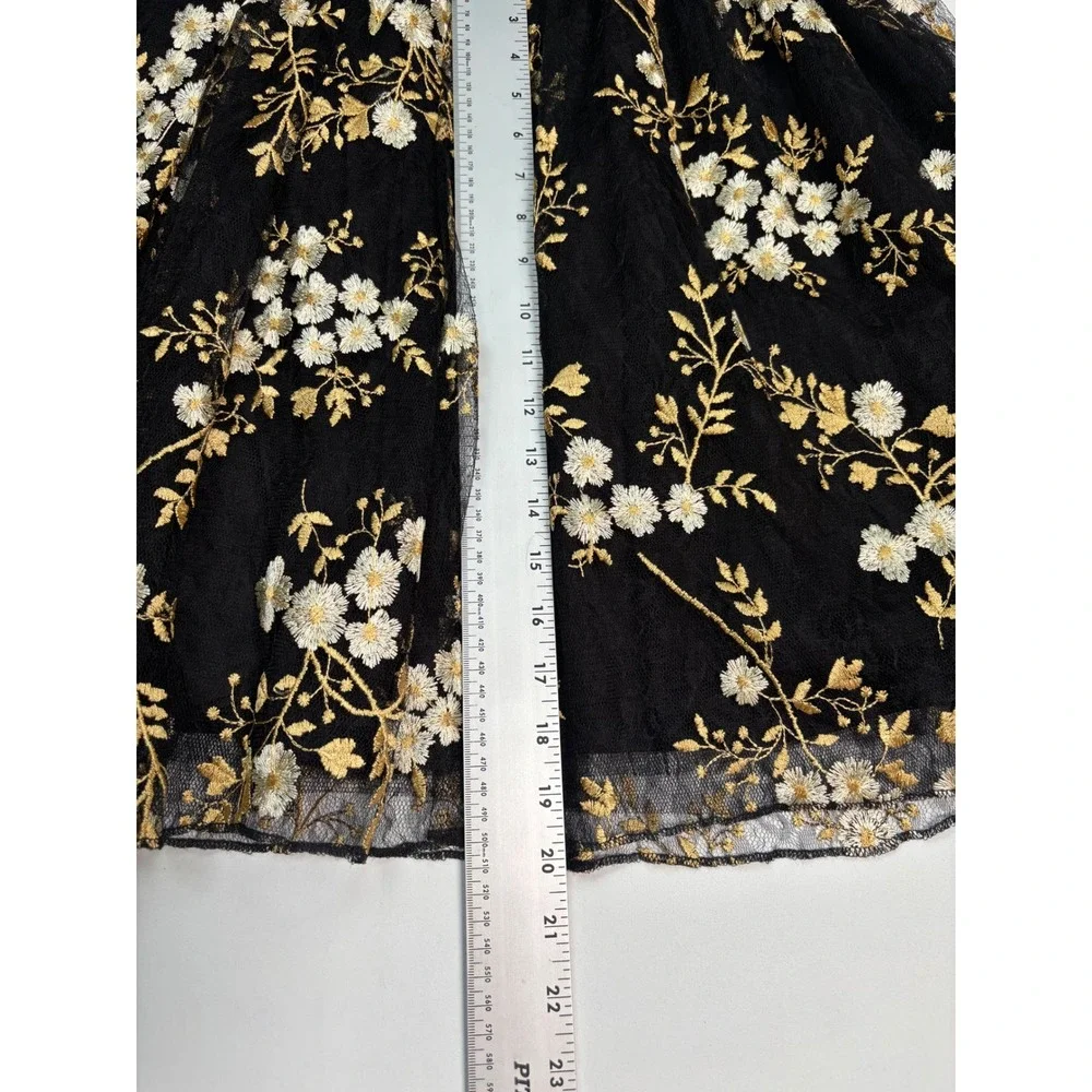 Express | Dresses | Nwt Express Womens Black Gold Floral Embroidered ...